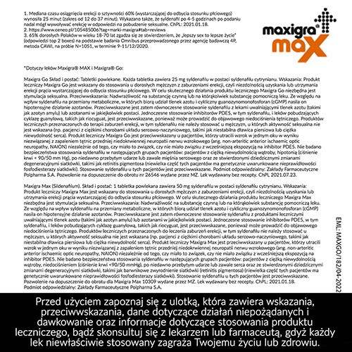 Maxigra Max 50mg - lek OTC na erekcję zawierający Sildenafil - apteka Olmed