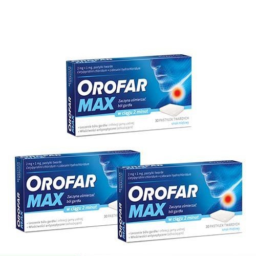 Zestaw 3x OROFAR MAX, 30pastylek - lek OTC - apteka Olmed