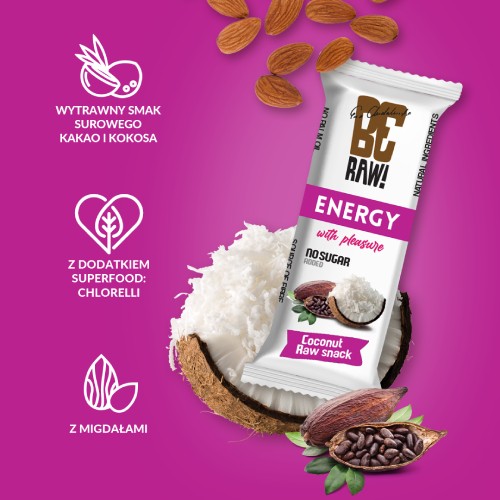 BeRAW Energy Coconut Baton owocowy o smaku kokosowym, 40 g - apteka Olmed