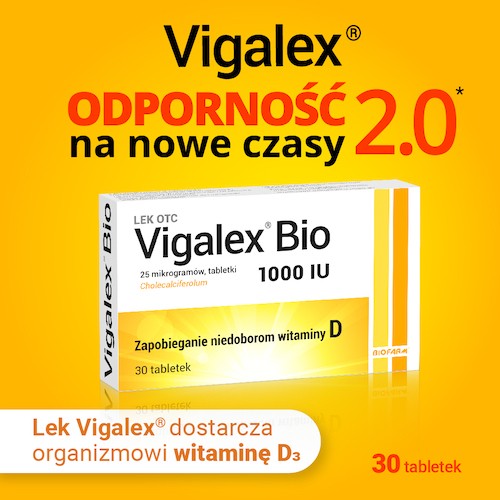 BIOFARM Vigalex Bio, 30 tabletek. Lek OTC uzupełniający witaminę D w ...