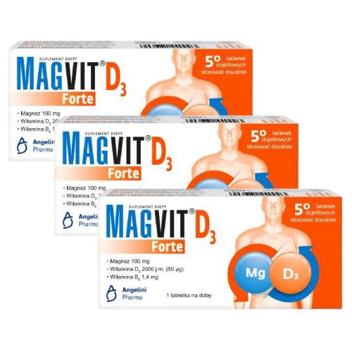 Zestaw 3x Magvit Forte D3, 50 tabletek dojelitowych - apteka Olmed